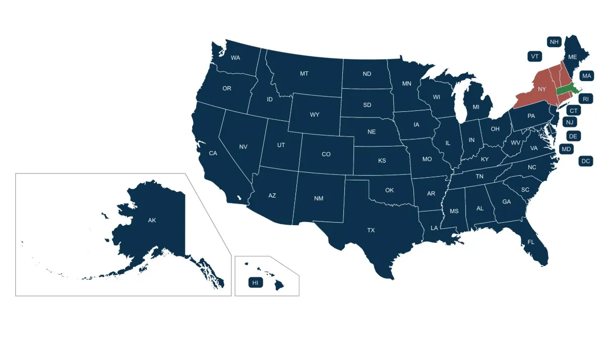 Massachusetts Borders | 5 States & Atlantic Ocean