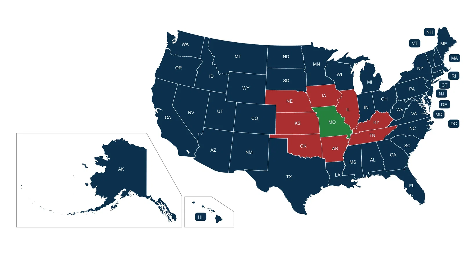 Missouri Borders | 8 States — Tied for Most in Nation
