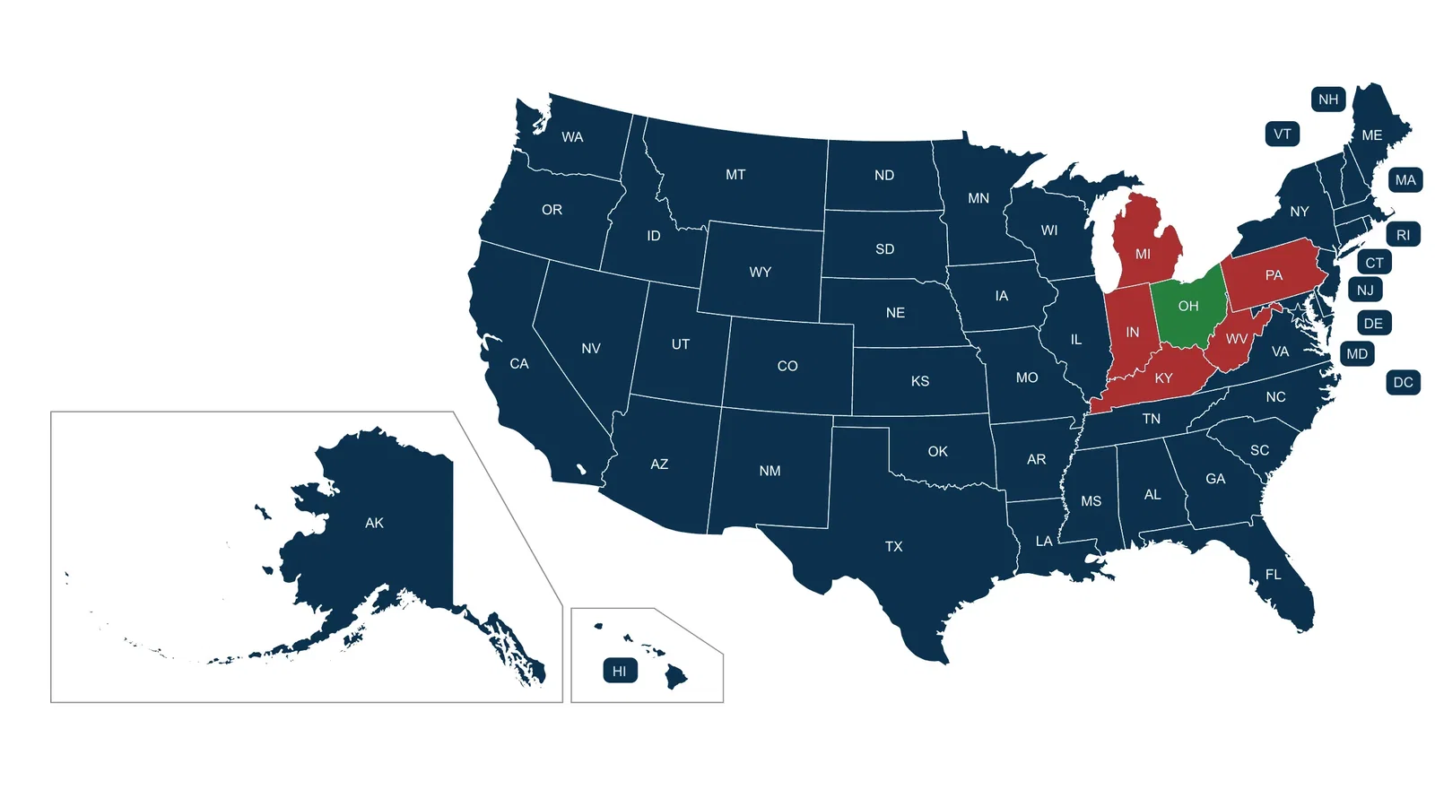 Ohio Borders | 5 States, Lake Erie & the Ohio River