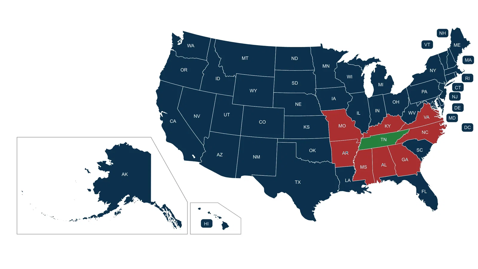 Tennessee Borders | 8 States — Tied for Most in U.S.